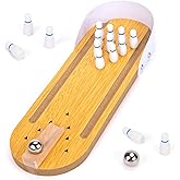 Amazon.com: Table Top Mini Bowling Game Set-Tabletop Wooden Board Mini ...