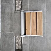 ANZZI Bohemian 18.7 in x 12.4 in Wall Mounted Folding Teak Shower Seat ...