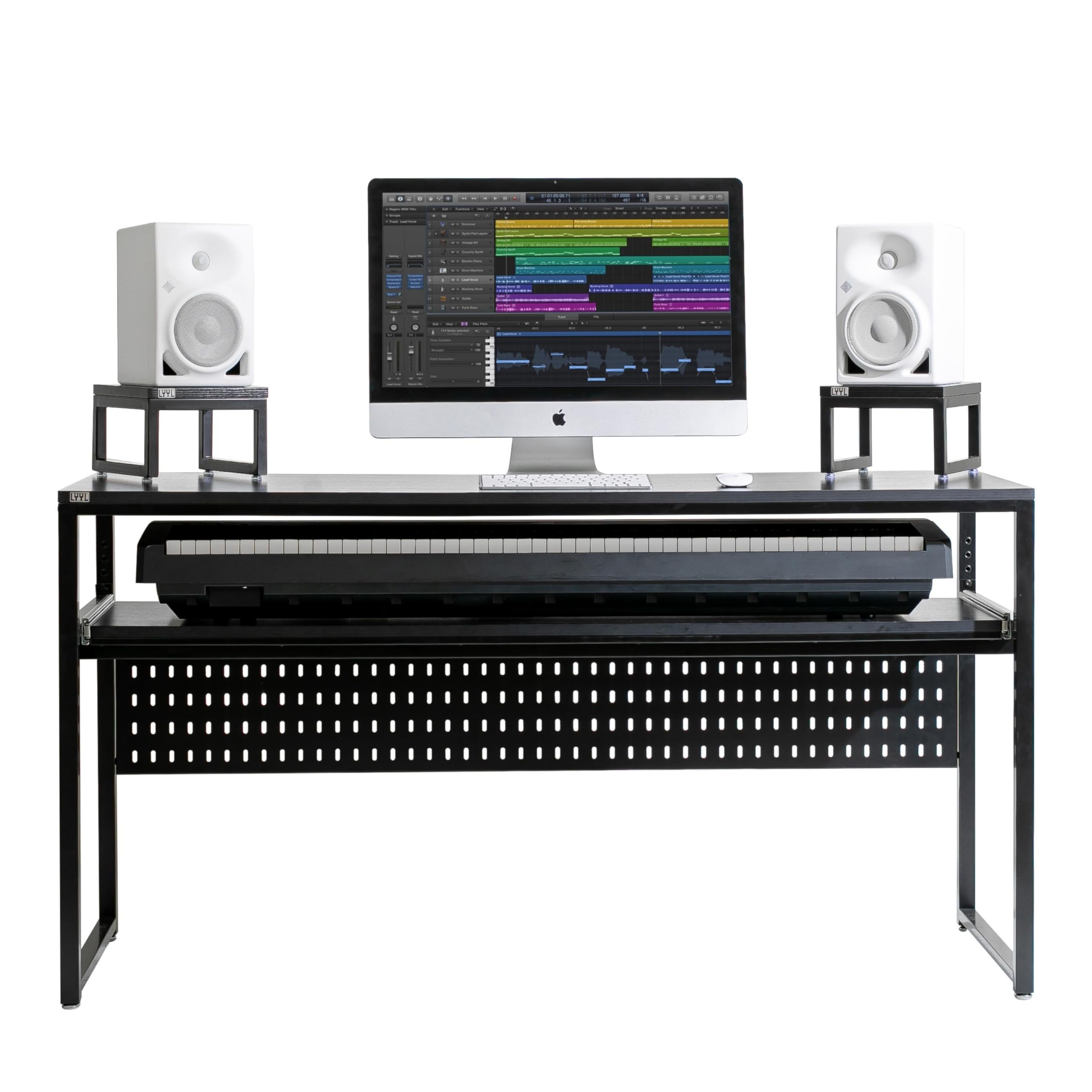 LYYL Music Studio Desk with Keyboard Tray, for Full 88 Keys and 61 Keys ...