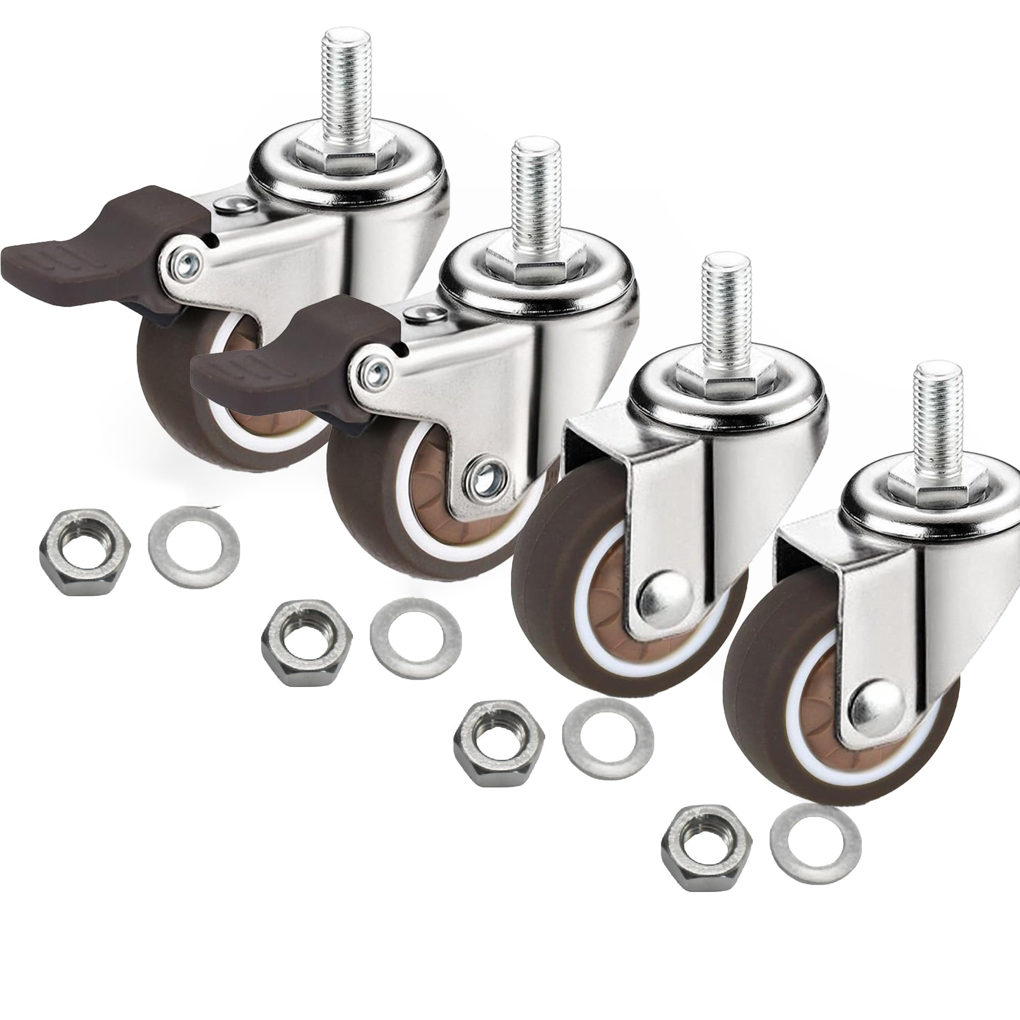 MyyYiTar 1.25" M6x15 Stem Casters Bolt Threaded Wheels,TPR Mute Rubber ...