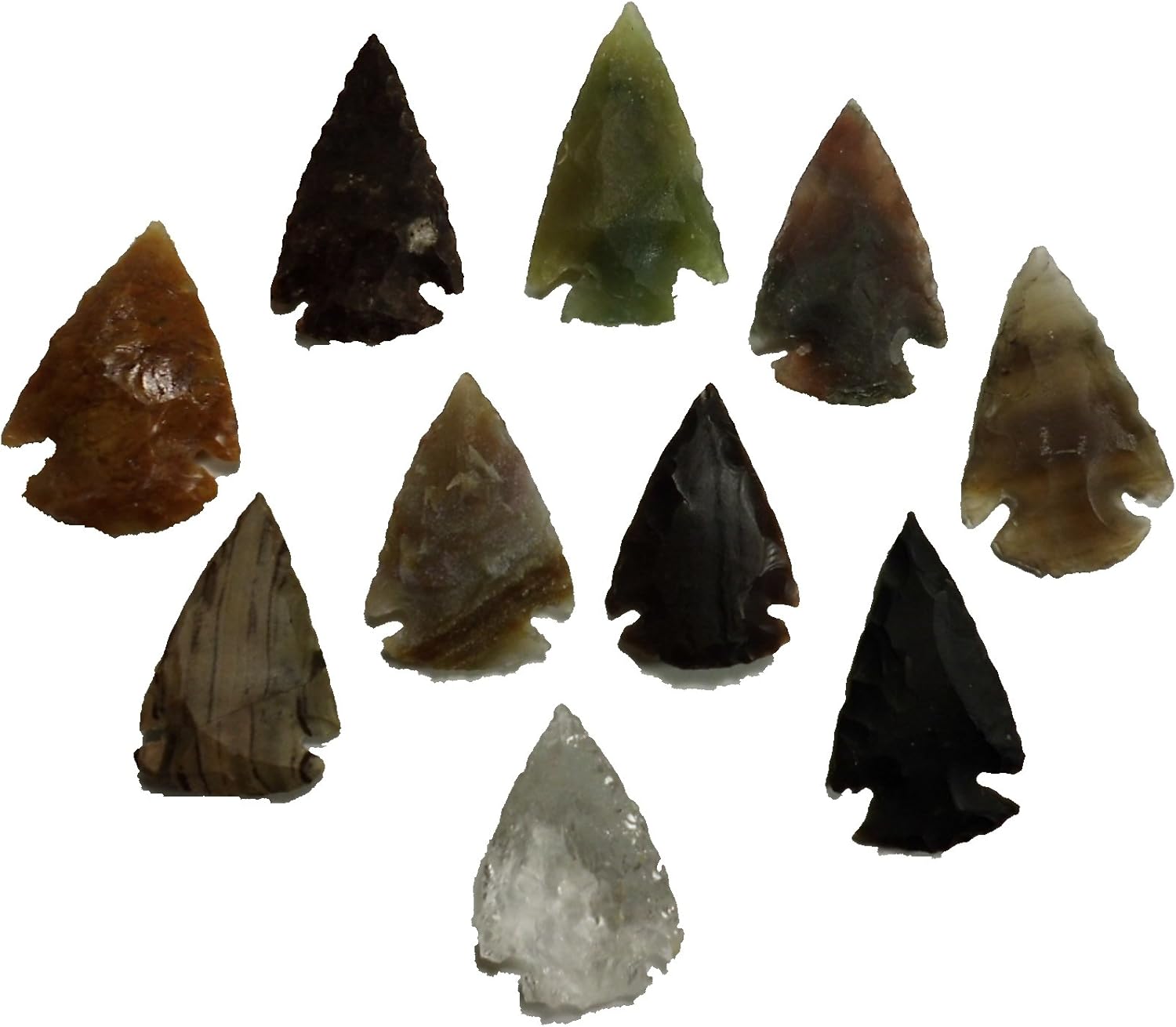 10 pcs Flint Knapping Arrowheads 2.5 to 3.5cm Stone Age Reproductions ...
