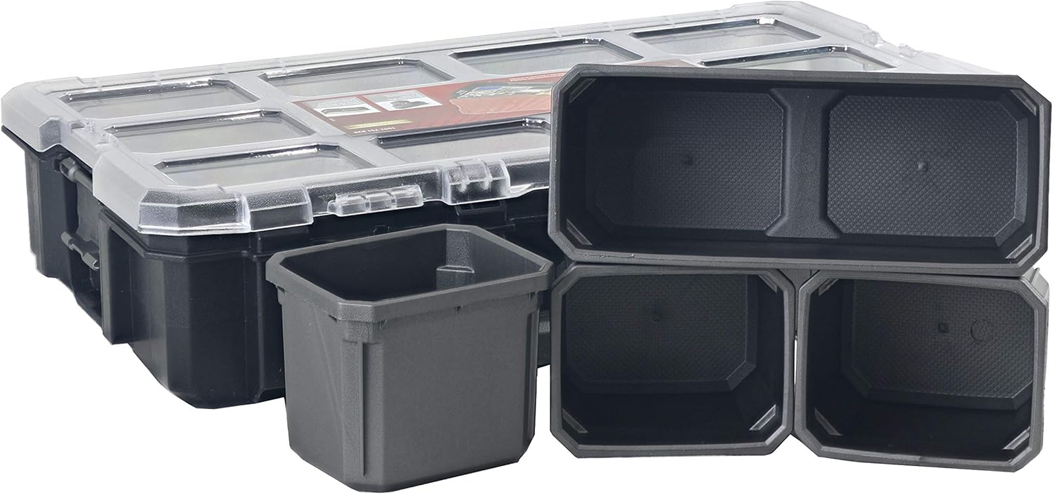 Husky 10-Compartment Interlocking Small Parts Organizer Black – BigaMart