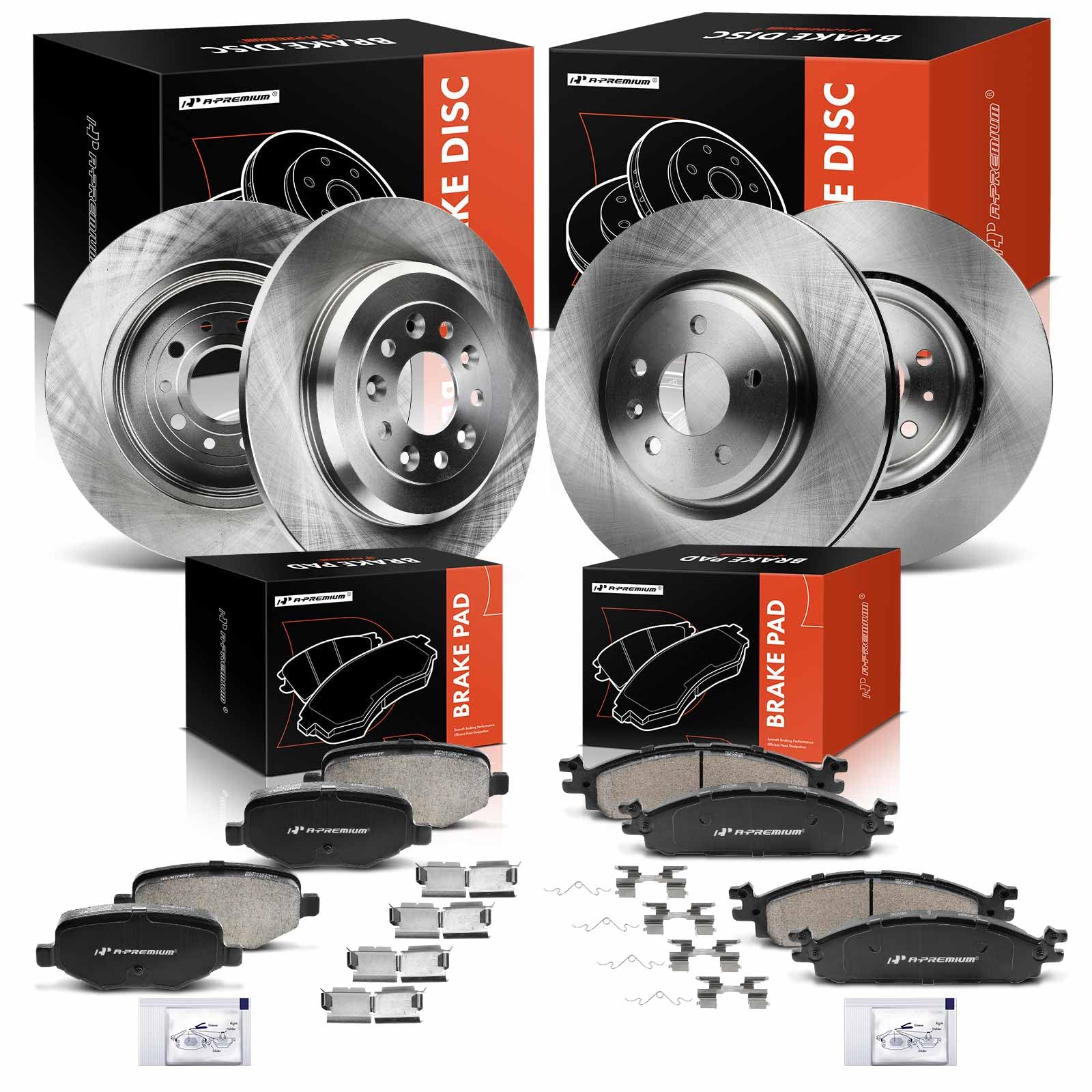 A-Premium Front Vented and Rear Solid Disc Brake Rotors + Ceramic Pads ...