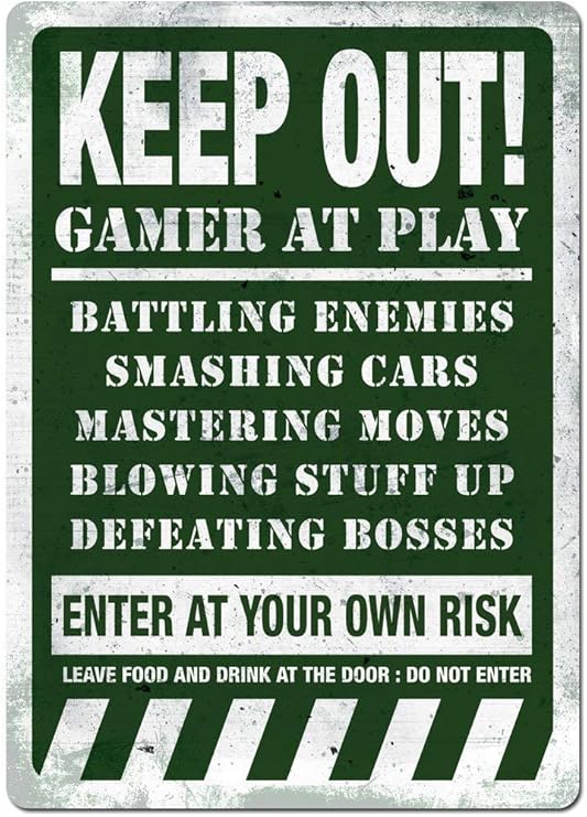 Amazon.com: Safety Sign Novelty Signs 16x12Inch,Keep Out Gamer at Play ...