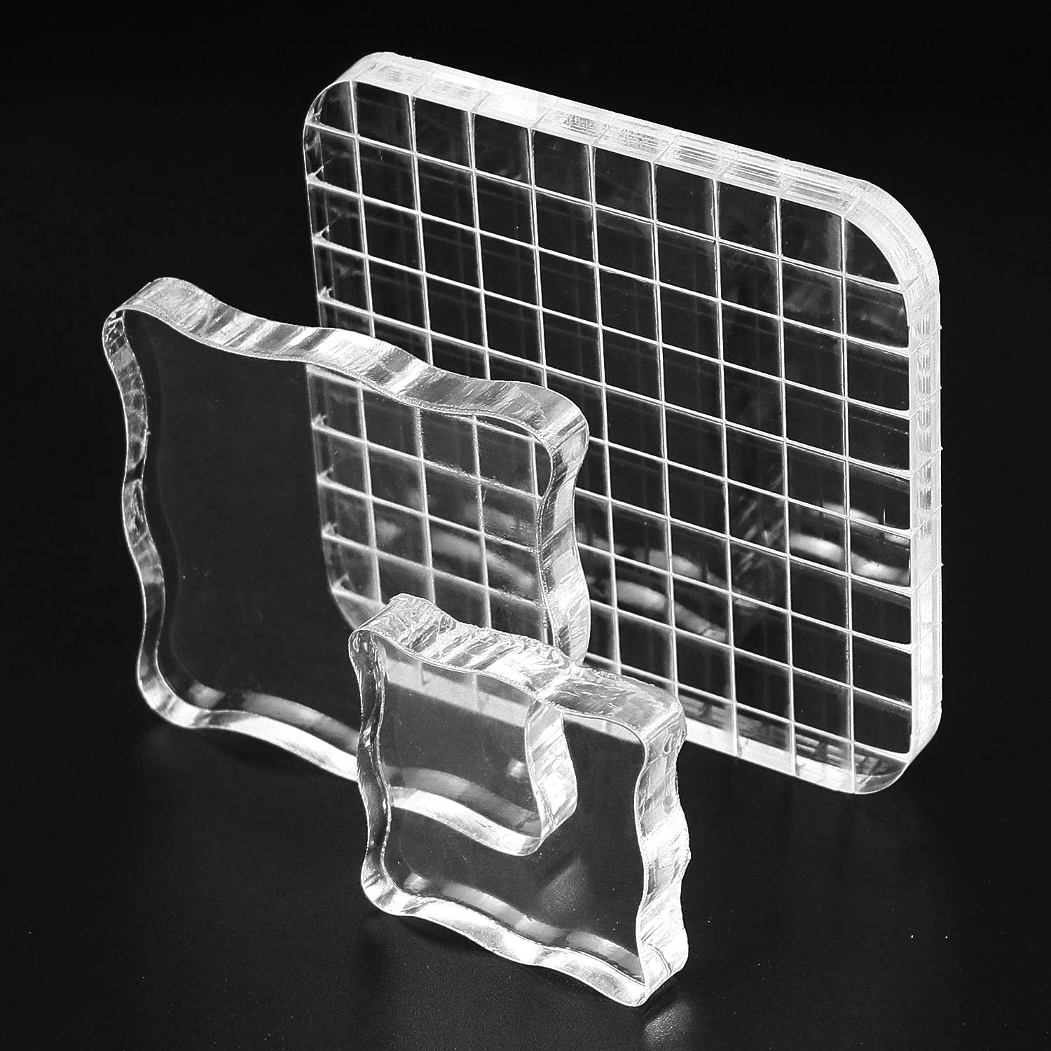 Meetory 3 Pieces Acrylic Stamp Blocks Clear Stamping Blocks Tools Set ...