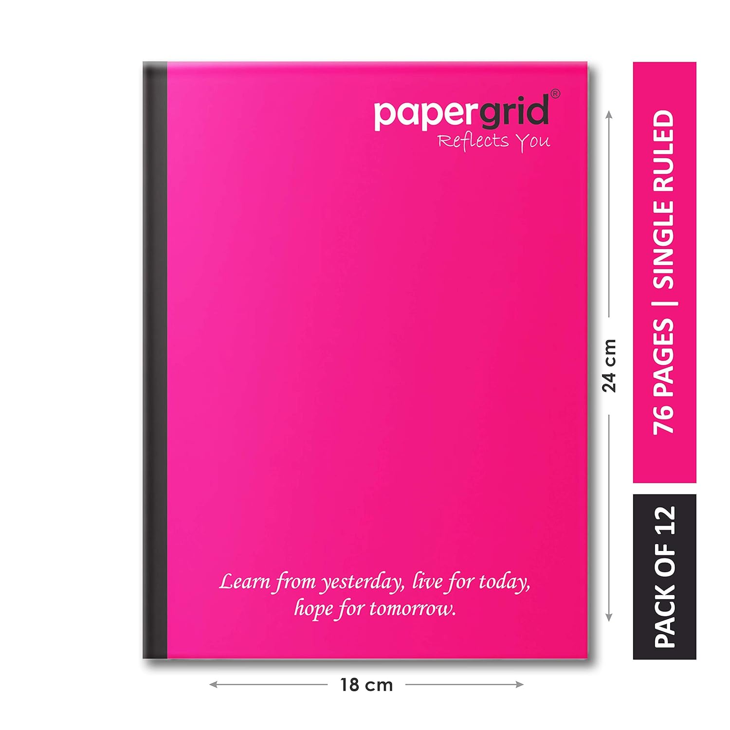 Papergrid Notebook - King Size (24 cm x 18 cm), Single Line, 76 Pages ...