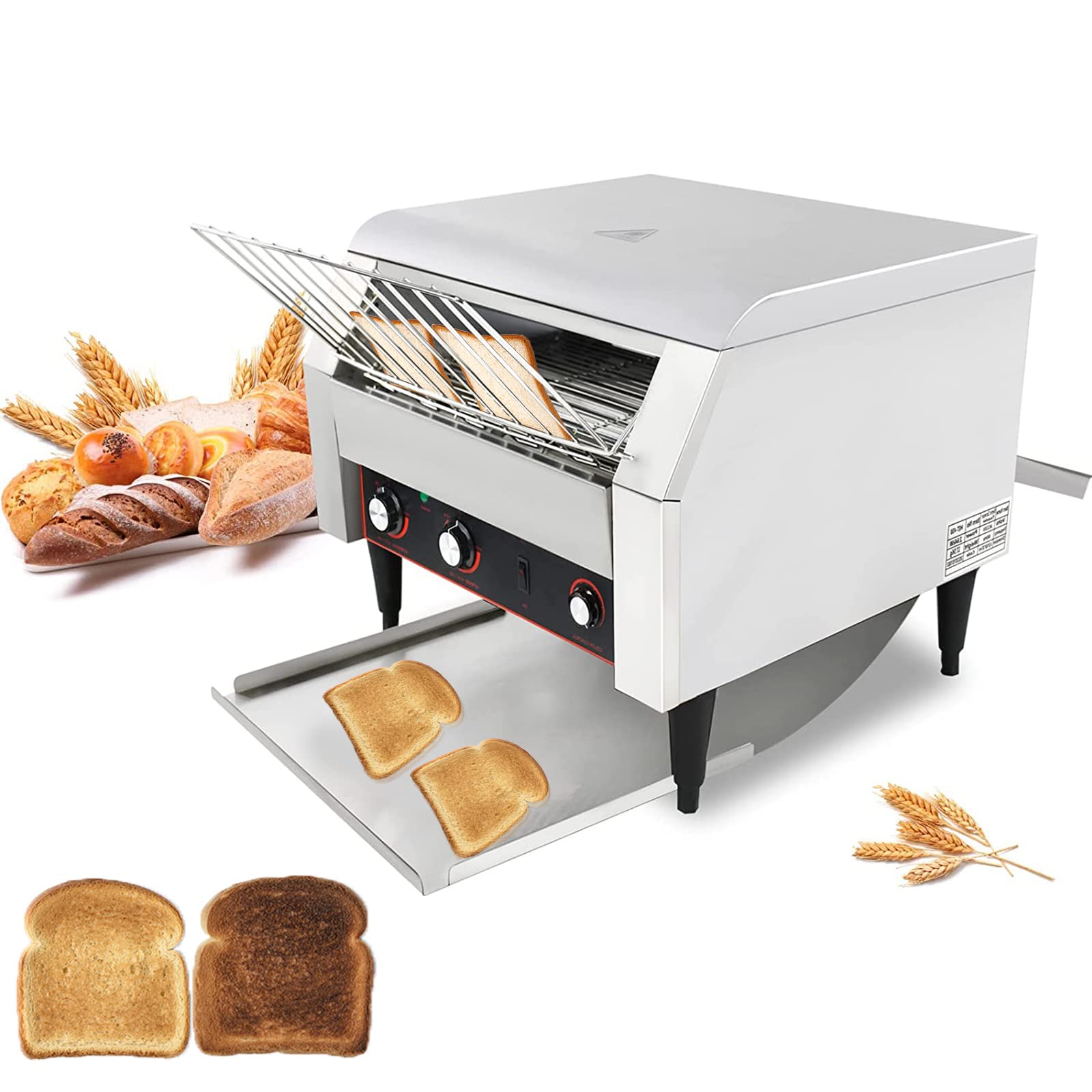 NJTFHU Commercial Conveyor Toaster,2600W/450Slices/Hour,7 Speed Control ...