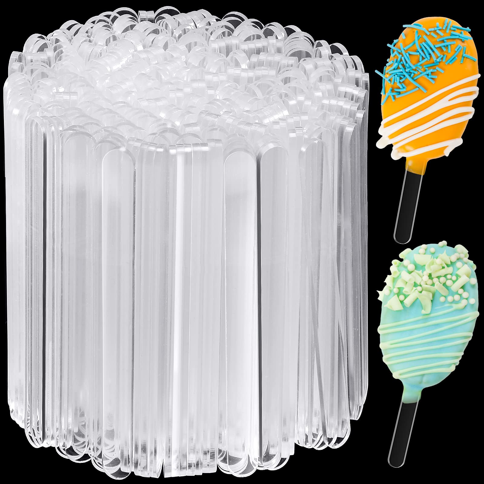 400 Pack Acrylic Cakesicle Sticks Bulk 4.5 Inch Mini Ice Cream Pop ...