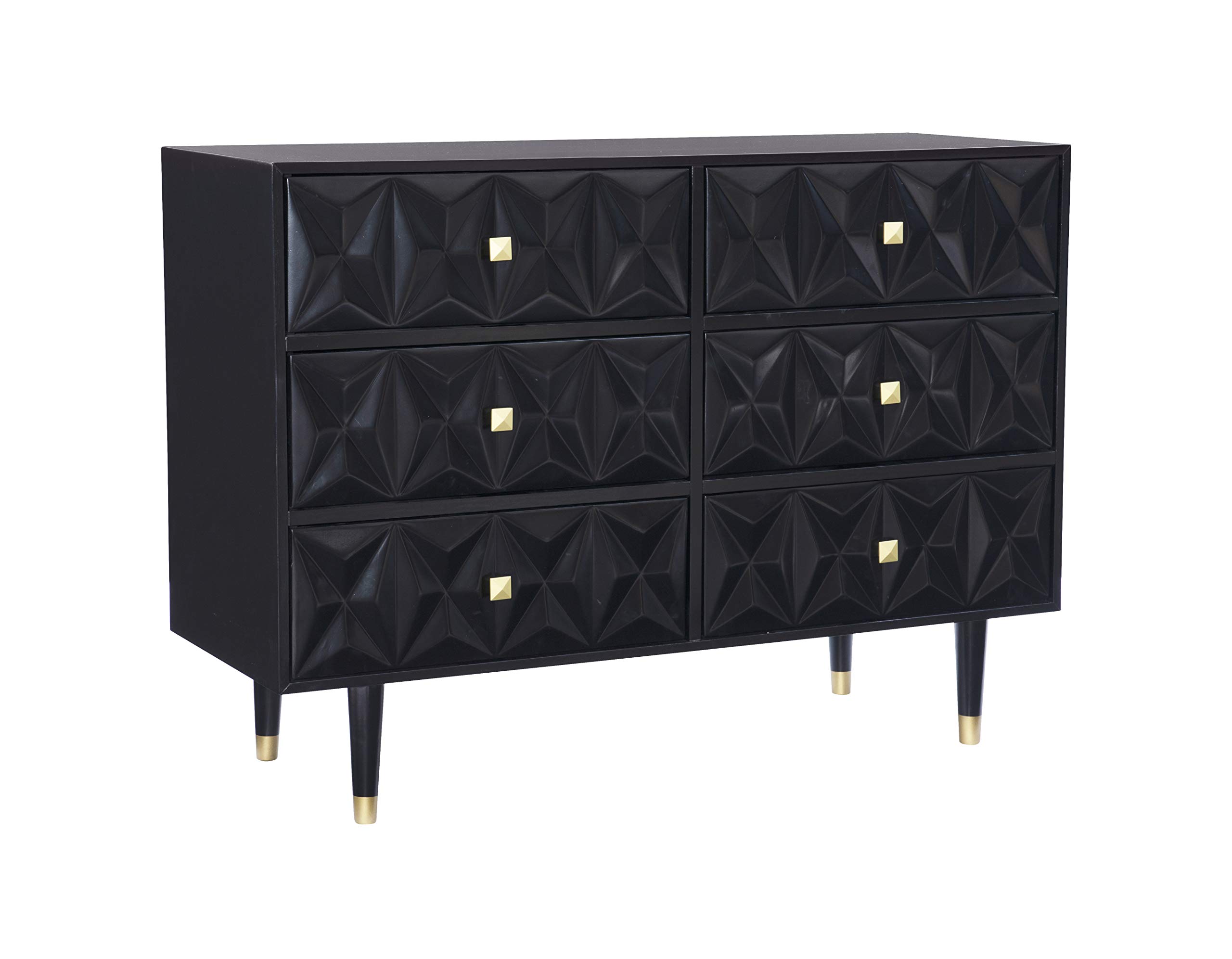 *STOCK PHOTO FOR REFERENCE* DIFFERENT COLOR* Linon Black Six Drawer Geo ...