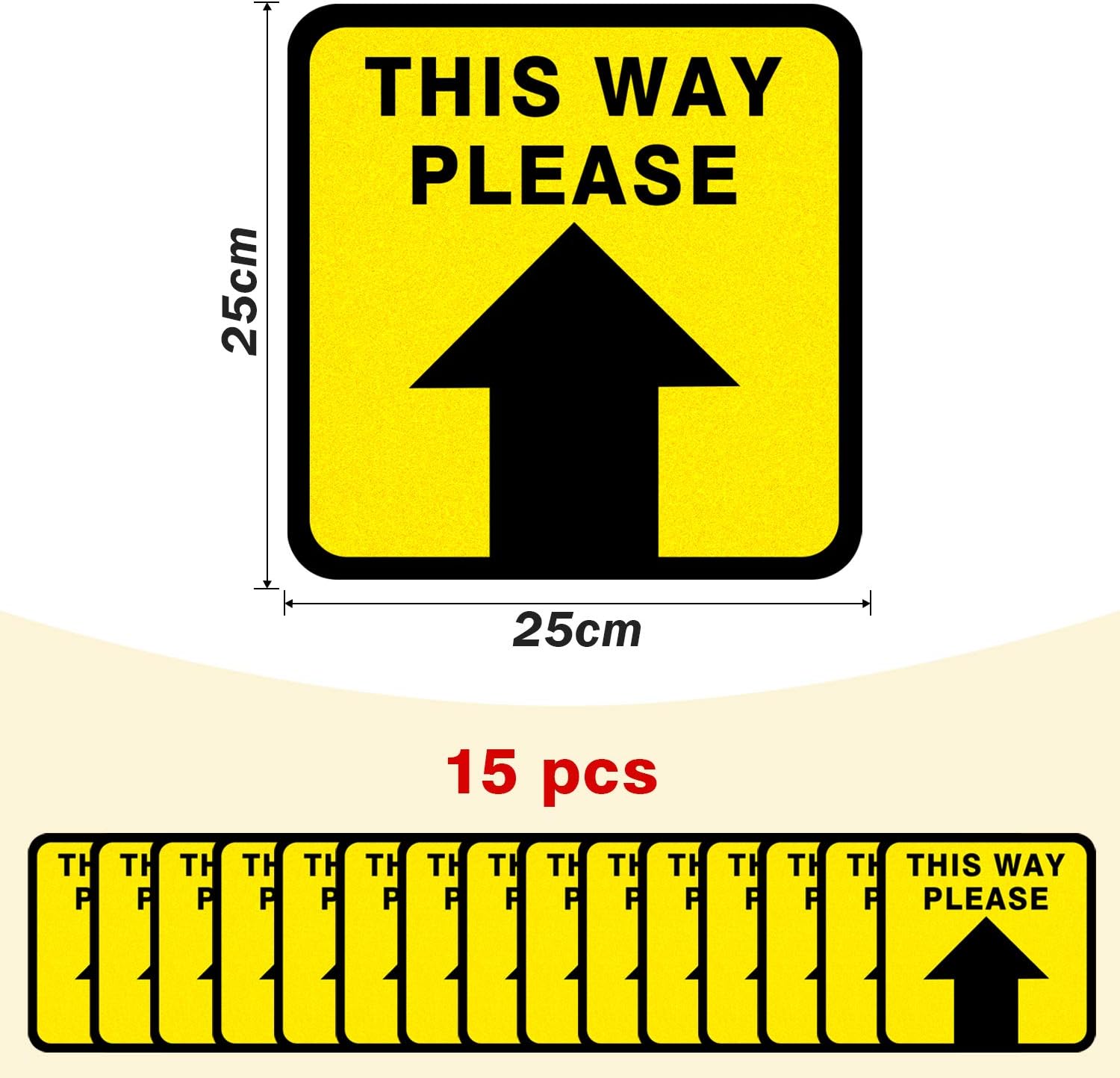 15 Pieces This Way Please Sticker Sign,One Way Directional Arrows ...