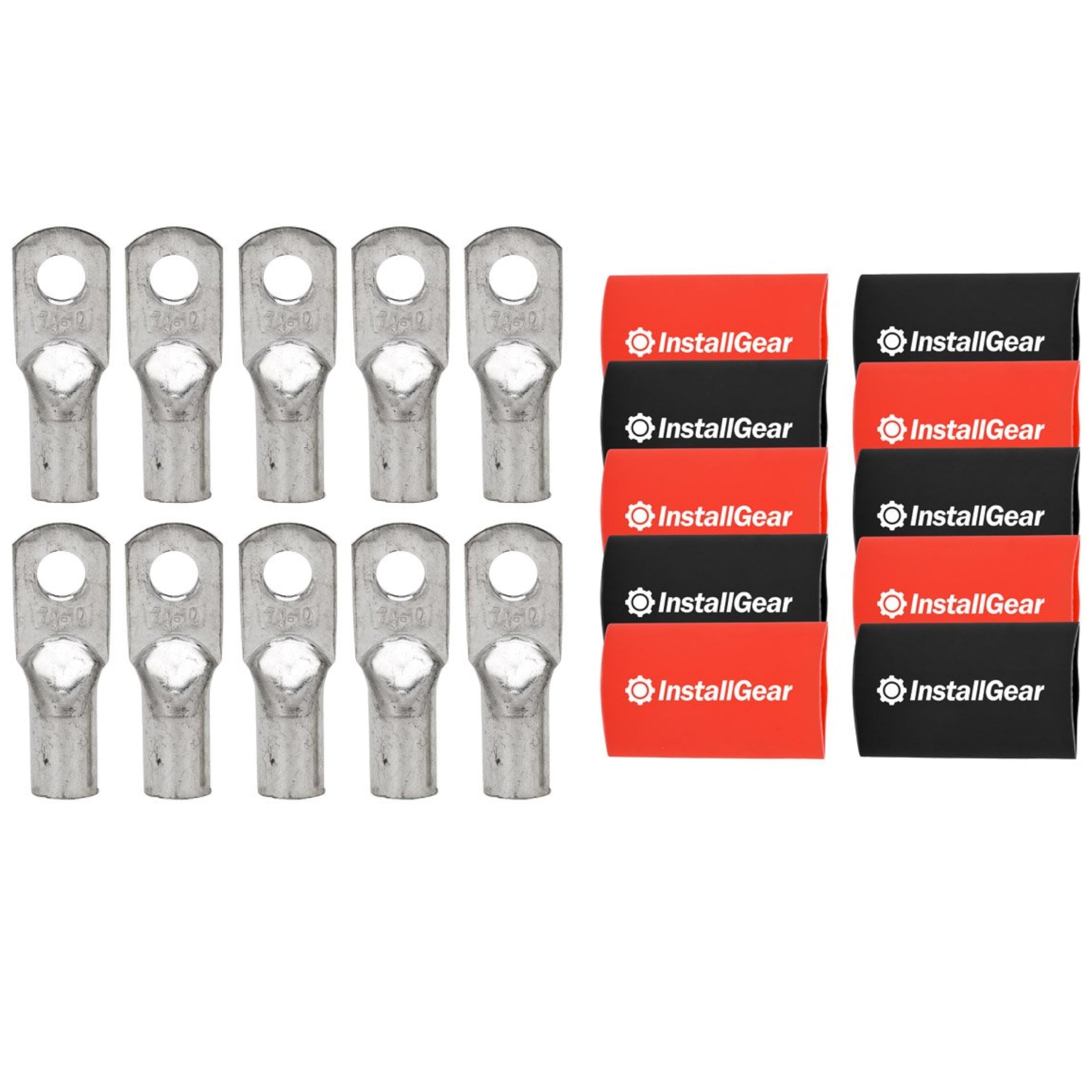 InstallGear 1/0 Gauge AWG Tinned Pure Copper Lugs Ring Terminals ...