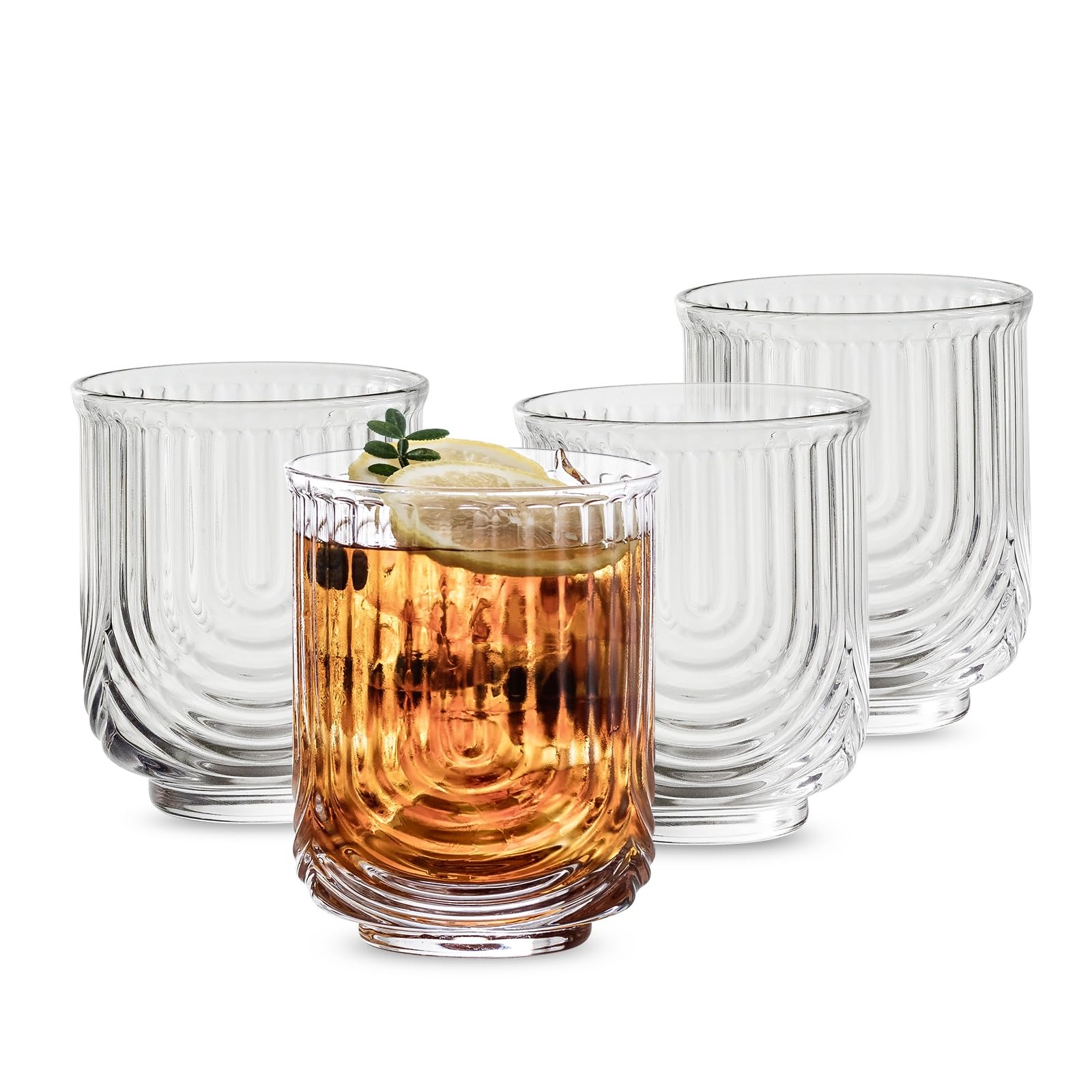 INSETLAN Vintage Glassware Arch Design Glass cups Set of 4, Fashioned ...