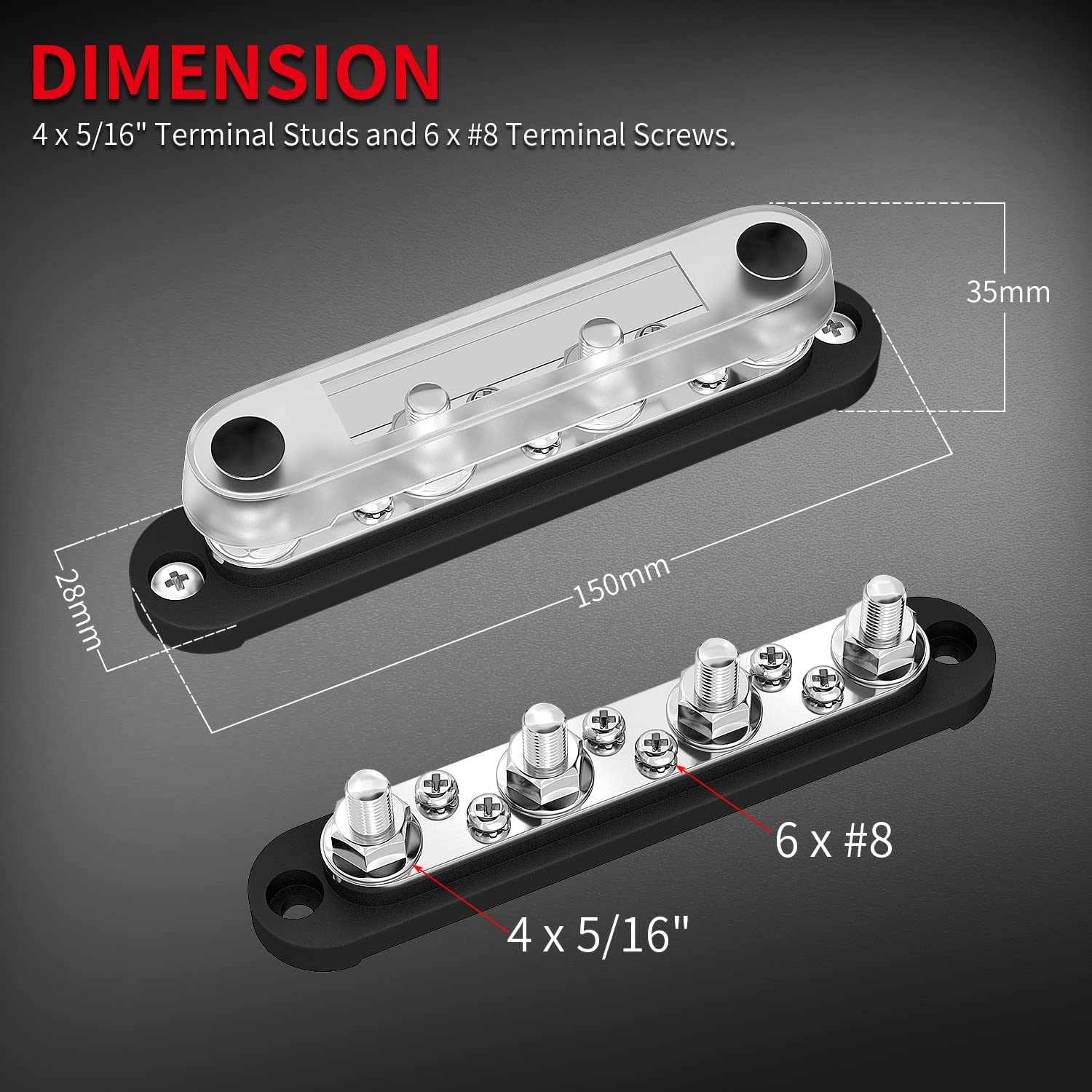Mua DAIERTEK Bus Bar Terminal Block 4 x 5/16" (M8) Terminal Stud, 6 x ...