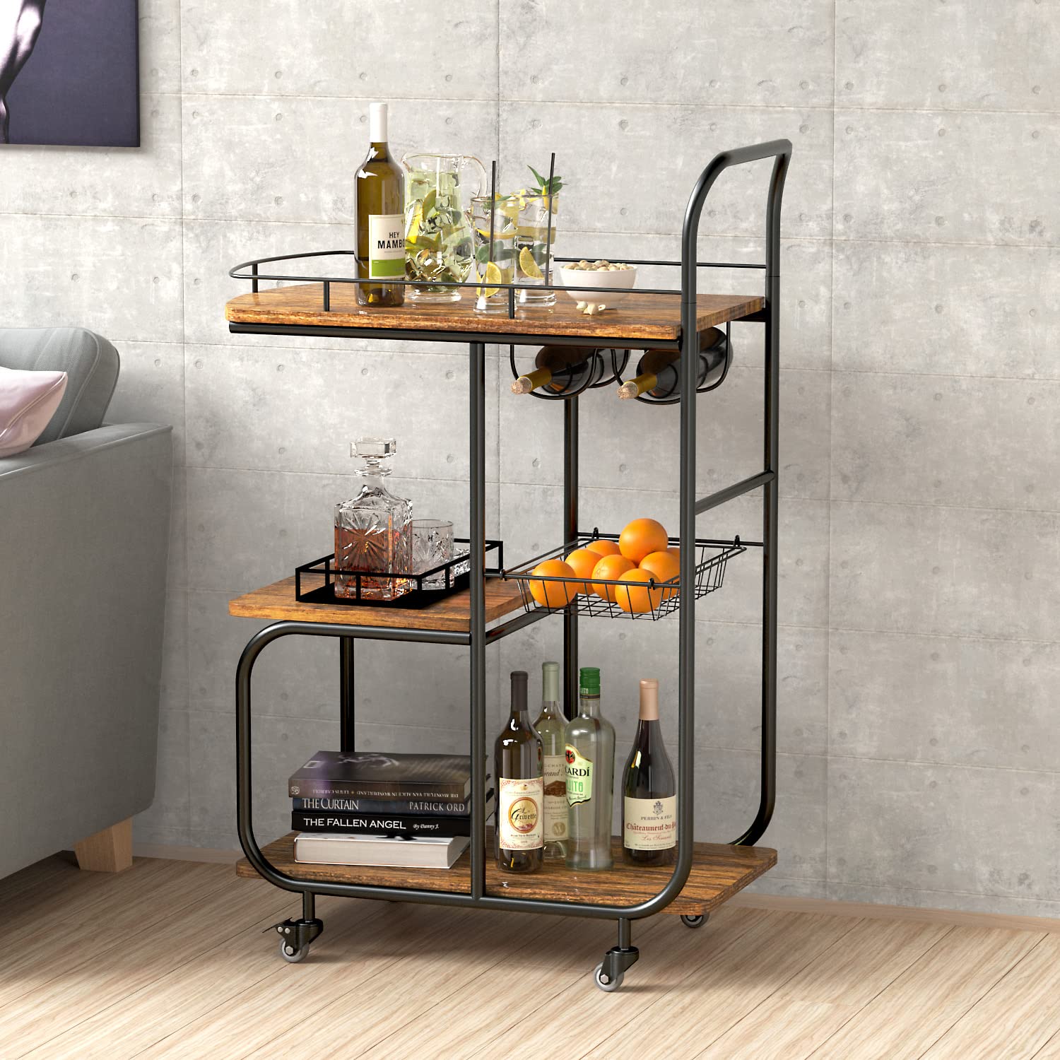Mua Bar Cart for Home, Liquor Beverage 3 Tier Industrial Kitchen ...