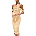 Amazon.com: PRETTYGARDEN Women's Summer Off The Shoulder Dresses Sleeveless Ruched Fitted ...