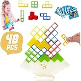 Amazon.com: Kiapeak 48 Pcs Tetra Tower Stacking Blocks Balance Game, Family Board Games for Kids ...