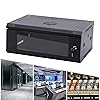 Network Cabinet, 4U Wall Mount Rack Server Cabinet with 2 Keys, Black ...