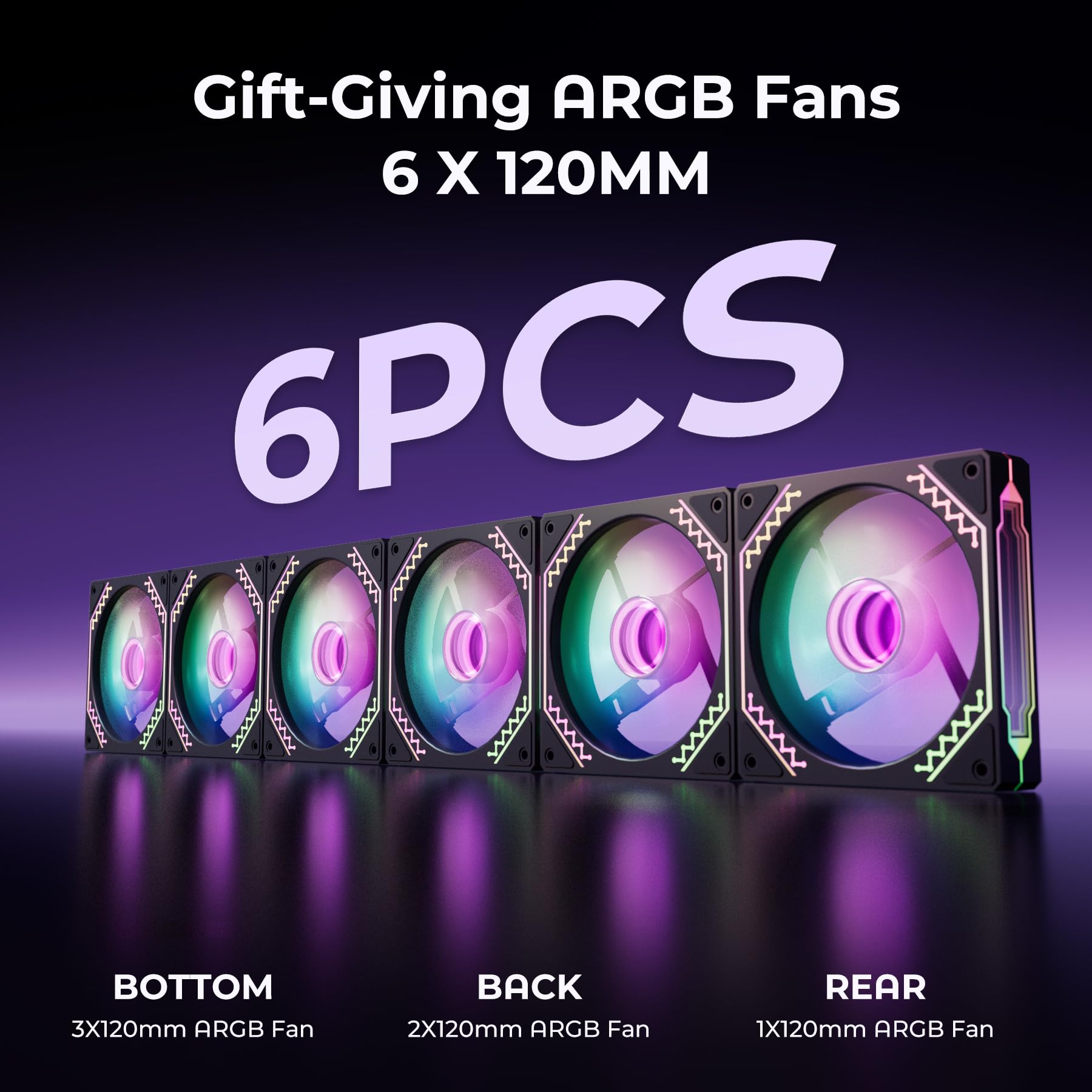 Mua Pixbyto MATX PC Case with 6 ARGB Fans Pre-Installed, Panoramic ...