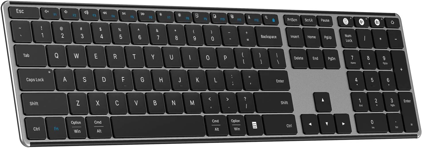 Multi Device Wireless Keyboard (2.4G+BT1+BT2), seenda Rechargeable Full ...