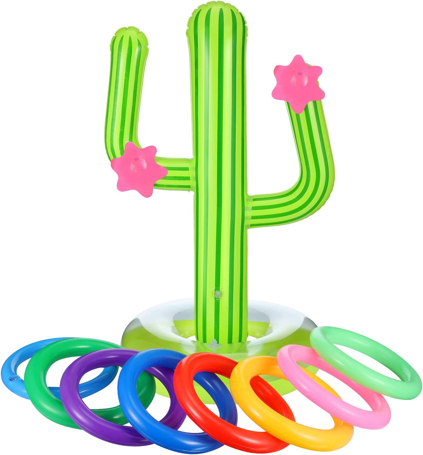 Blulu 9 Piece Inflatable Cactus Ring Toss Game Set Floating Swimming ...