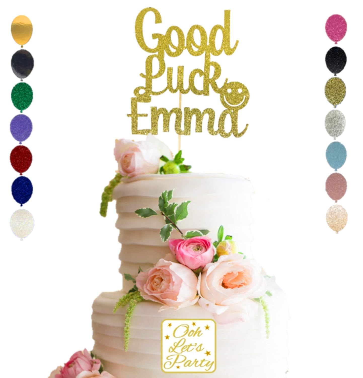 44. Good Luck Cake Topper, wedding, engagement, glitter: Amazon.co.uk ...