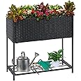 Amazon.com : SUNNYPARK Tall Planters for Outdoor Plants Rattan Modern ...