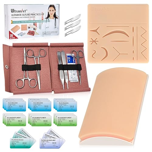 Ultrassist Complete Suture Practice Kit with Simulated Wounds Skin Pad ...