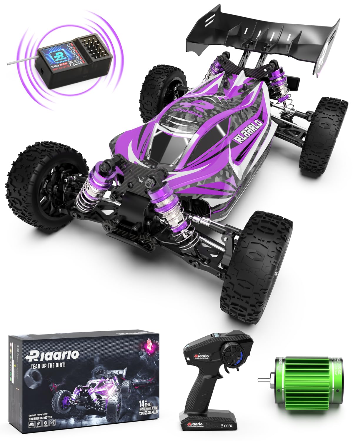 RIAARIO 1:14 RTR Brushless Fast RC Cars for Adults with Independent ESC ...
