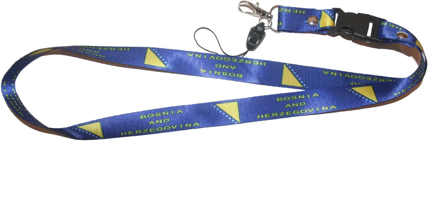Amazon.com : Bosnia & Herzegovina Blue Lanyard Keychain Passholder ...