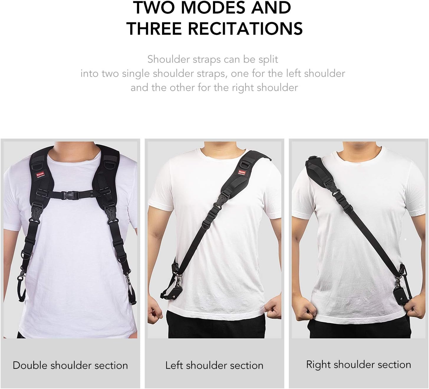 Double Shoulder Camera Strap Harness Quick Release Adjustable Dual ...