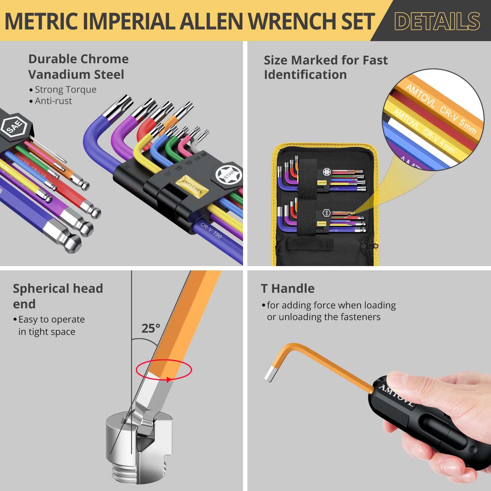 Mua 27PCS Allen Key Set, Metric & SAE Allen Wrench Set, Extra Long Ball ...