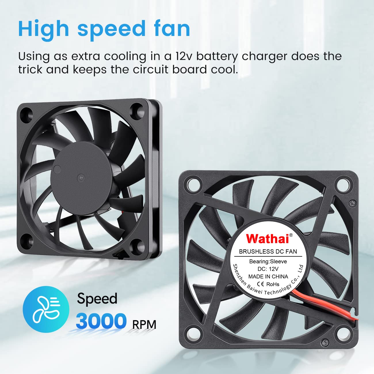 Mua Wathai 60mm x 10mm 12V 2Pin DC Brushless Exhaust Cooling Fan 12 Volt for Small Replacement ...