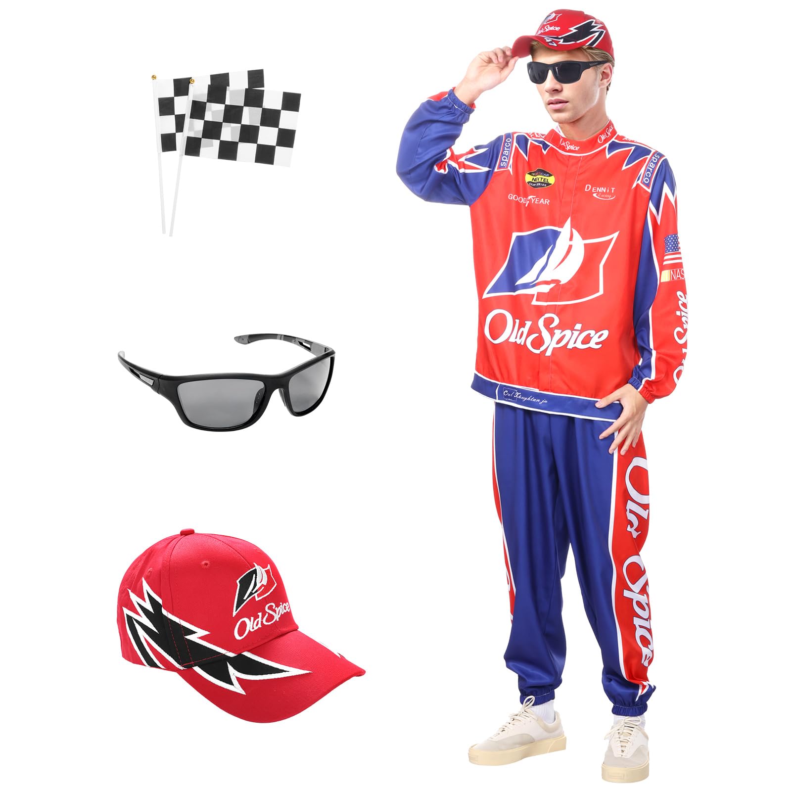 SERTAS Ricky Bobby Costume Nights Costume Race Car Driver Costume ...
