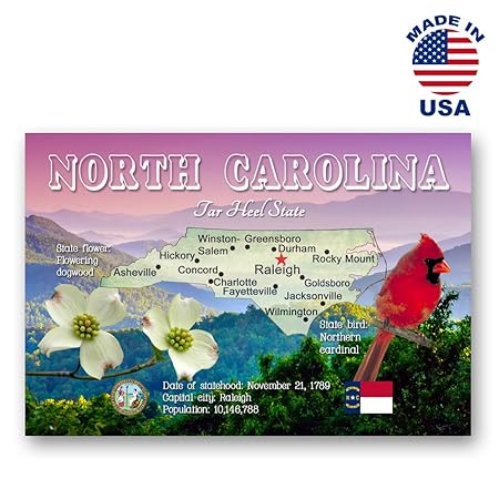 Amazon.com : NORTH CAROLINA MAP postcard set of 20 identical postcards ...