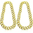 Tatuo 2 Pcs Fake Gold Chain Big Chunky Necklace for Men Women Faux Gold ...