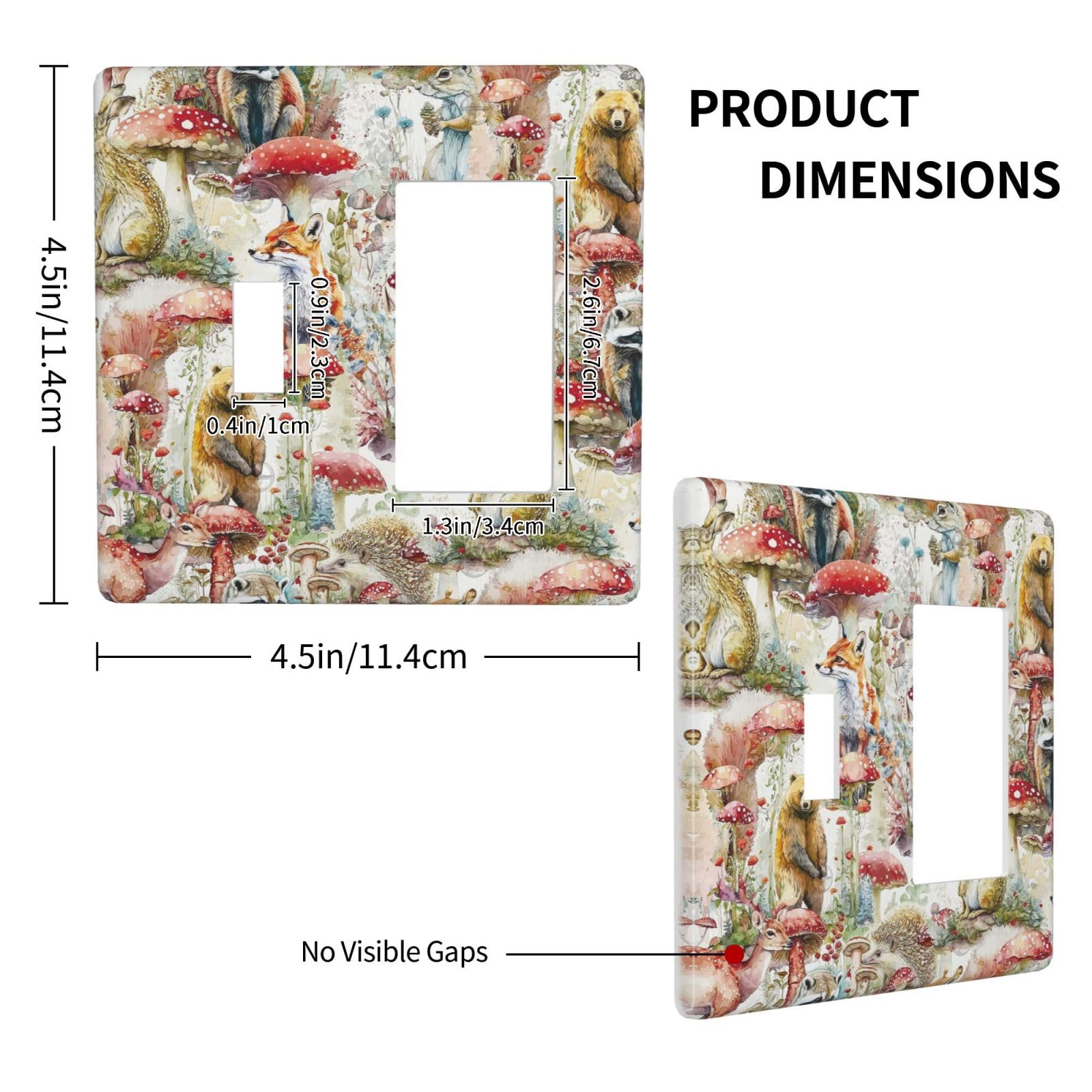 Cartoon Pattern Red Mushroom 2 Gang Light Switch Cover Decorative ...