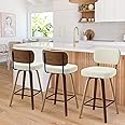 Amazon.com: Bekrvio Swivel Counter Height Bar Stools Set of 3, 26" Upholstered Faux Leather ...