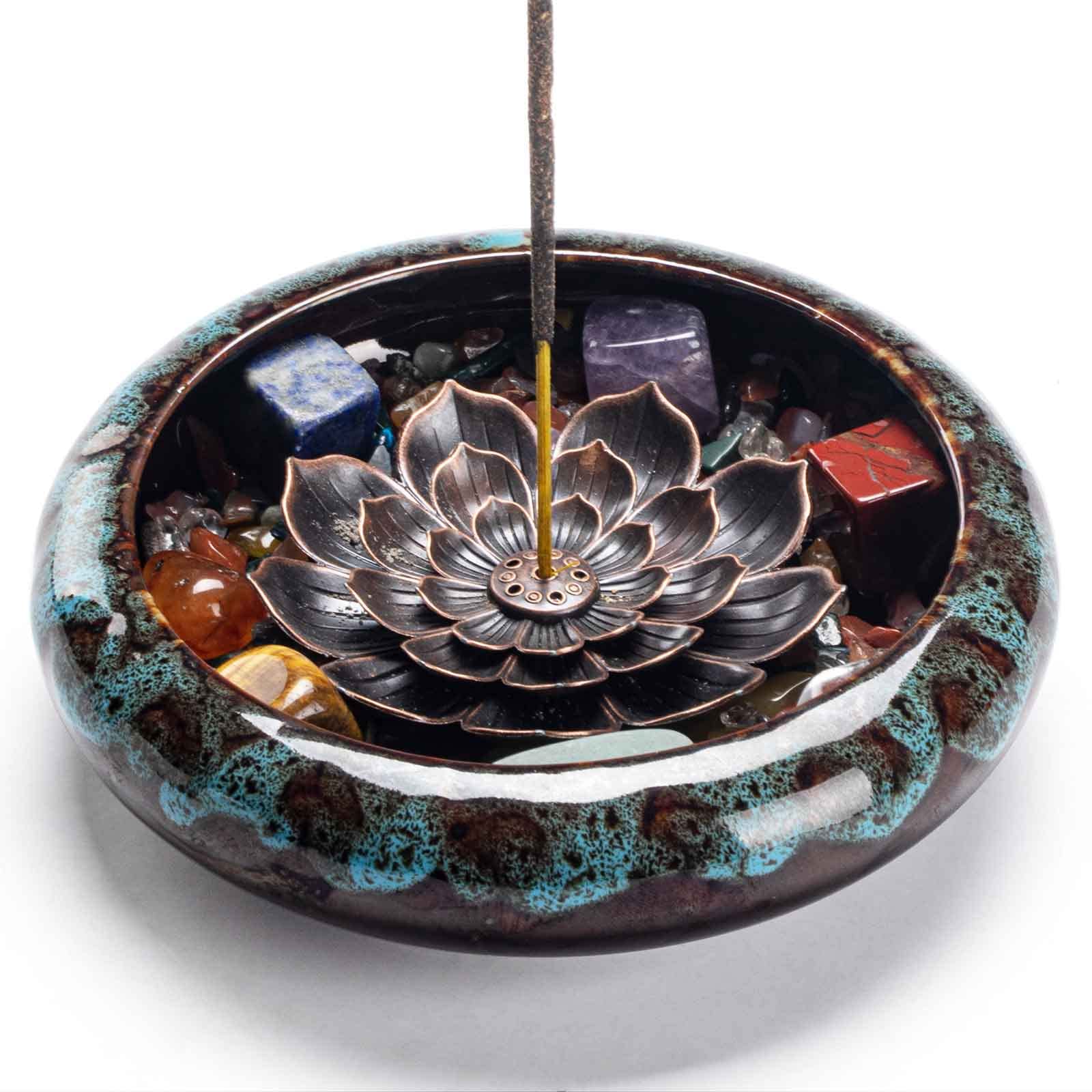 PIOSRTRR Incense Stick Holder-Crystal Lotus Incense Holder,Ceramic ...