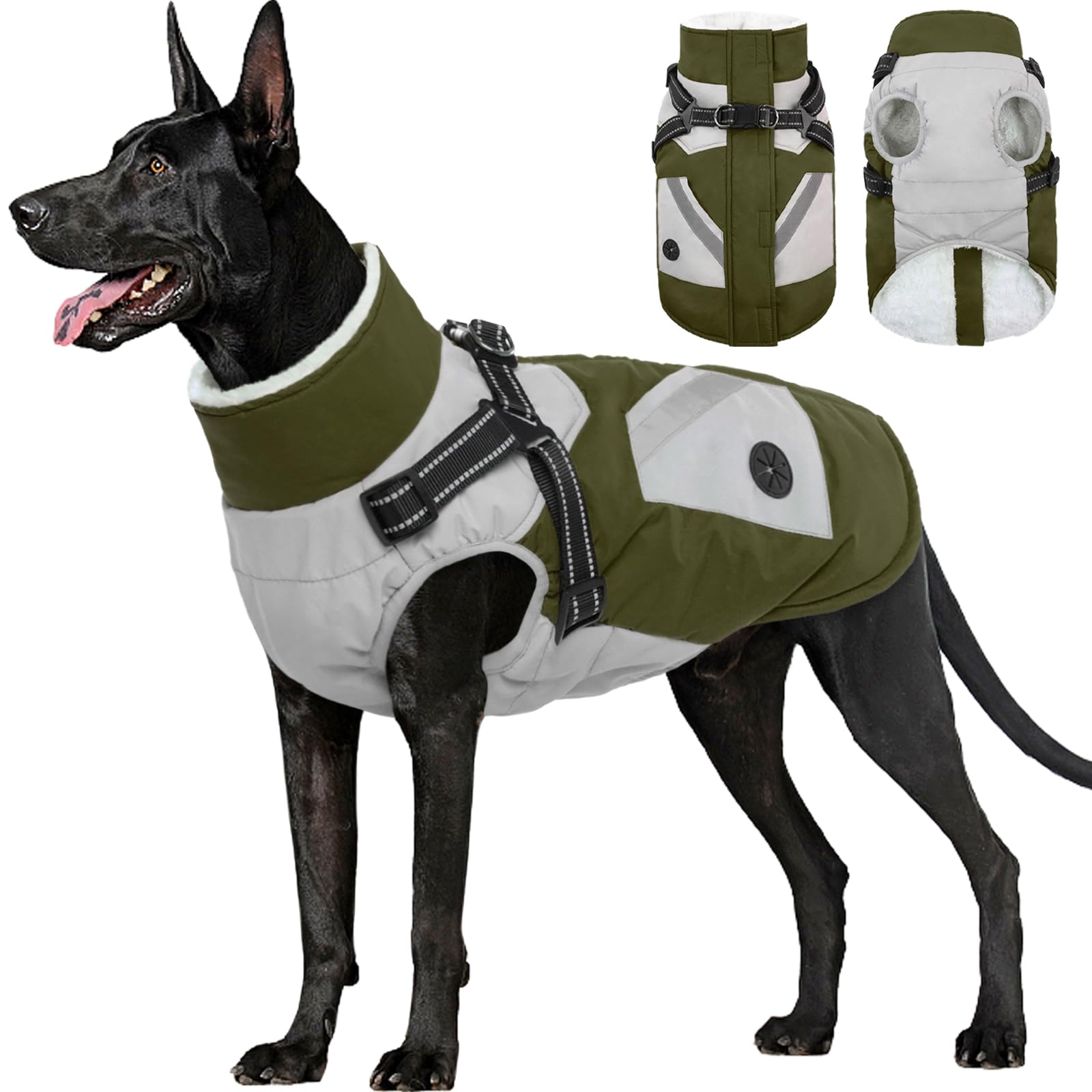 FUAMEY Dog Jackets-Dog Coat with Harness Built in-Waterproof Dog Jacket ...