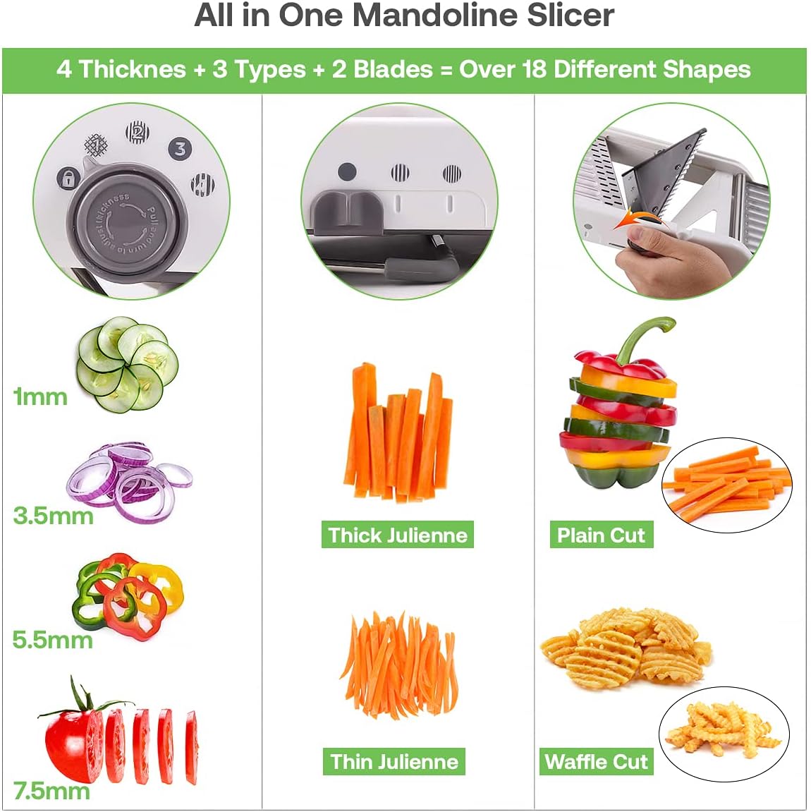 18 in 1 Pro Mandolin Slicer Waffle Julienne Cutter Food Vegetable ...