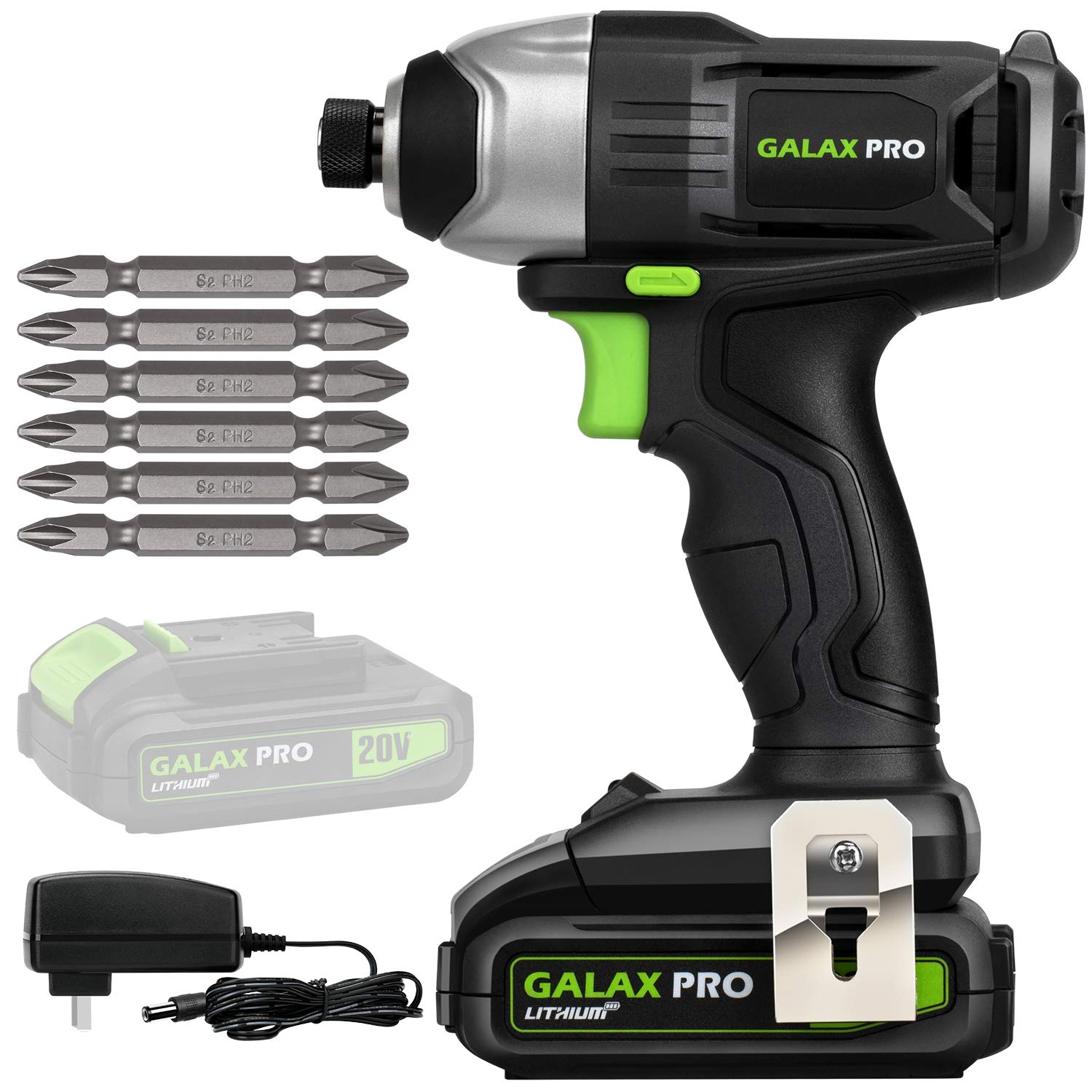 GALAX PRO Impact Driver 20 V Lithium Ion 1/4" Hex Cordless Driver with ...