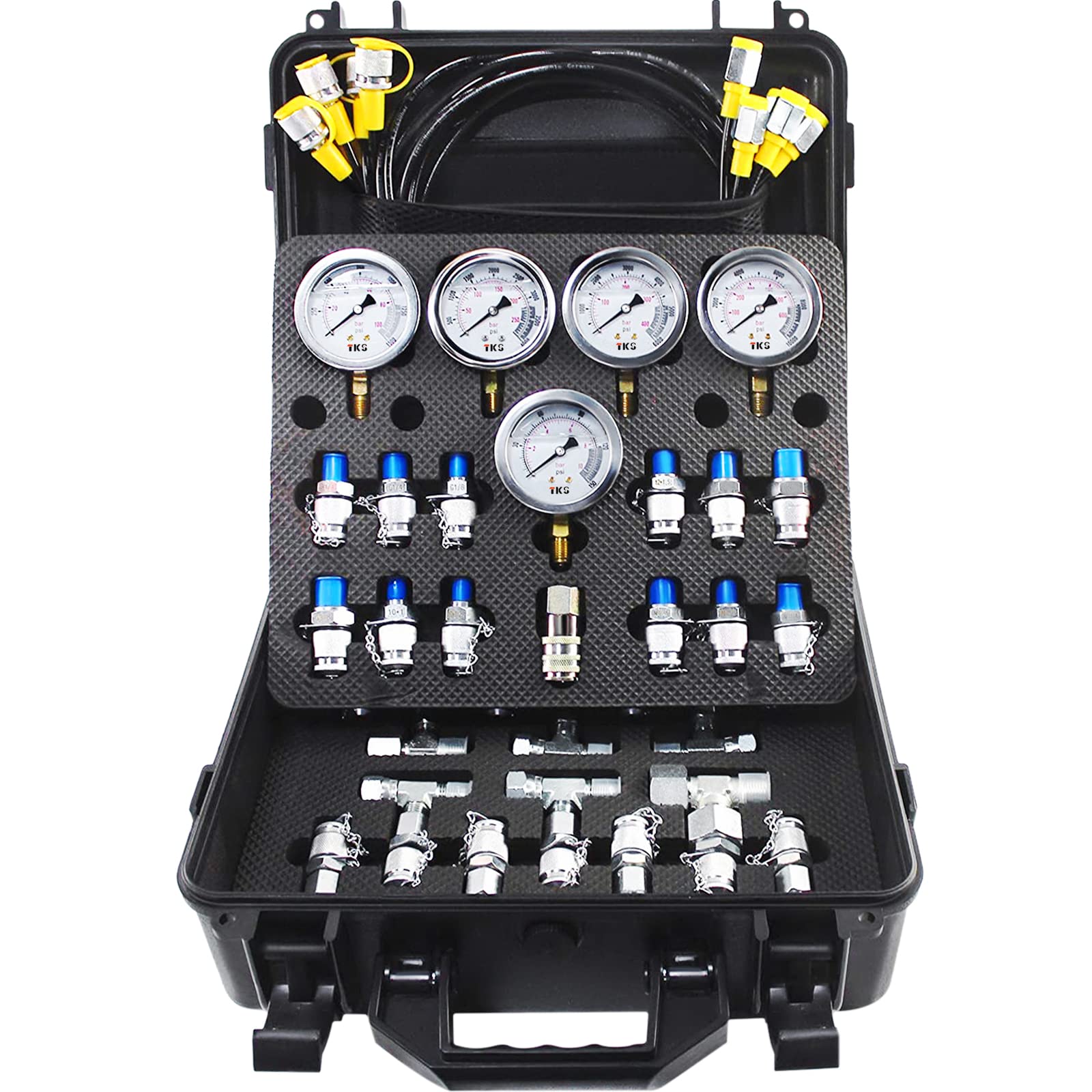 VEVOR Hydraulic Pressure Test Kit, 10/100/250/400/600bar, 5 Gauges 13 ...