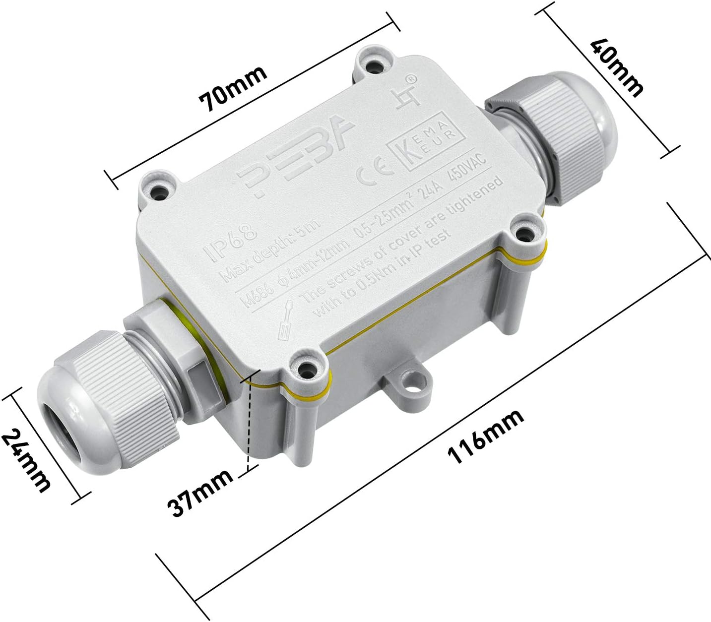 Waterproof Junction Box IP68 2-Way Outdoor Cable Electrical Connector ...