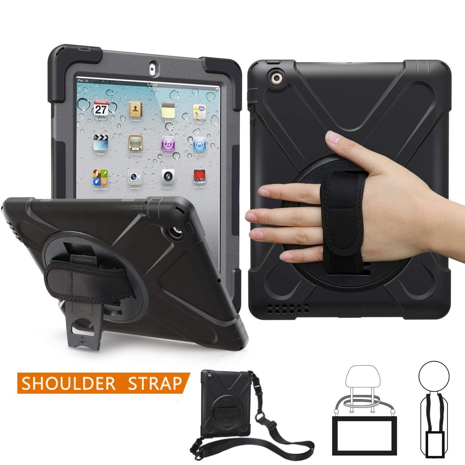 Heavy Duty Caryying Case for Ipad 2 3 4 With Handle Grip Shoulder Strap ...