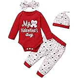 Amazon.com: My First Valentine's Day Outfit Set Baby Girls Cute Romper Bodysuit + Dots Leg ...