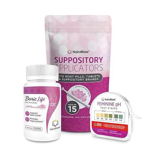 NutraBlast Boric Acid Vaginal Suppositories 600mg (30 Count) w ...
