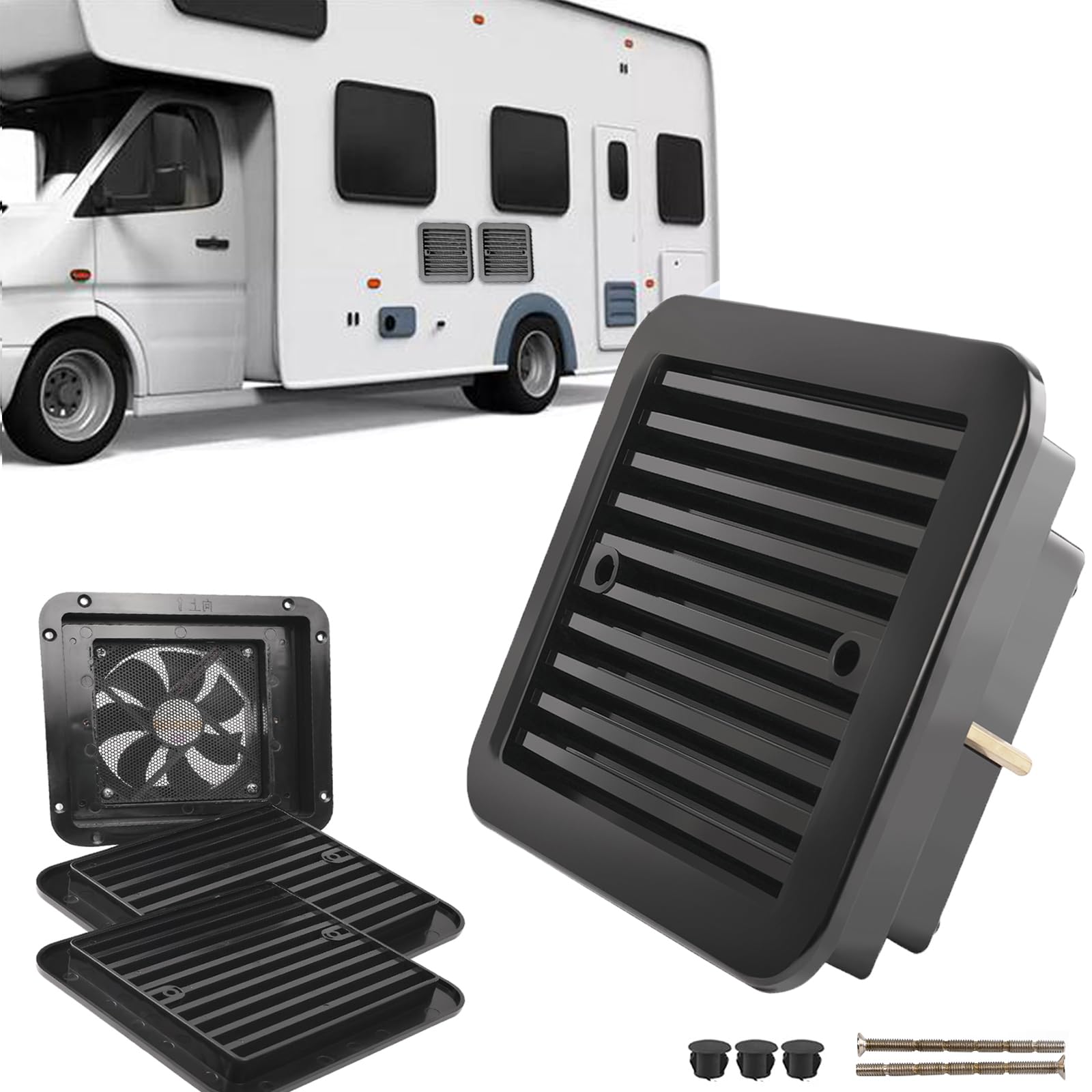 AUTOXBERT RV Exhaust Vent Fan, 2.4W 12V One-Way Silent Wind Air ...