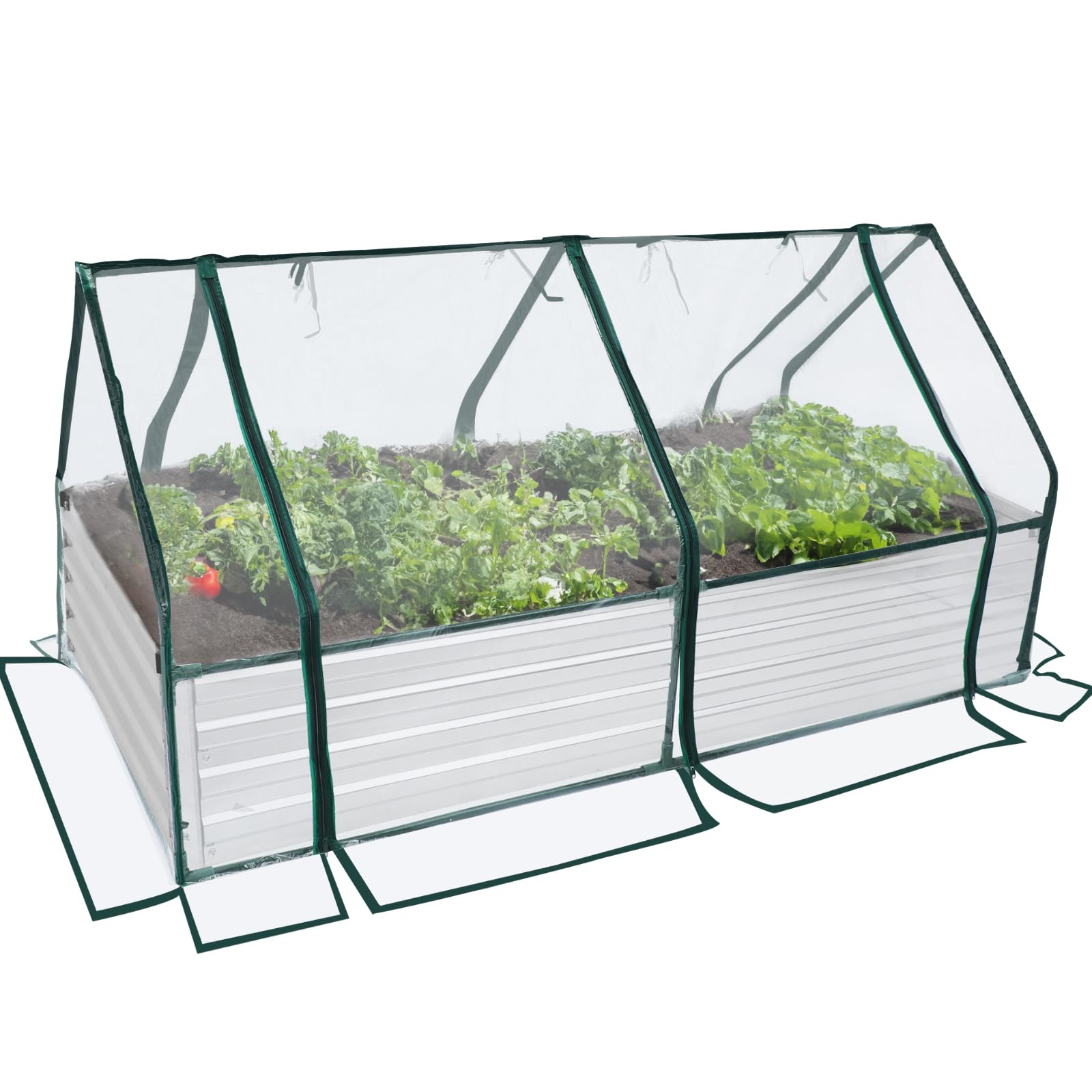 DIIYIV 4x3x1 Galvanized Raised Garden Bed,Raised Graden Bed with ...