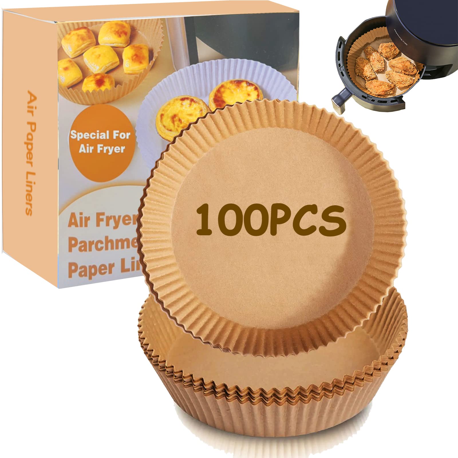 Air Fryer Disposable Paper Liner, Round Parchment Cooking Non-Stick ...