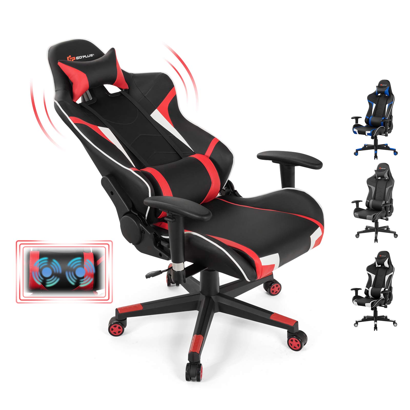 Mua Goplus Gaming Massage Office Chair, High Back PU Leather Adjustable ...